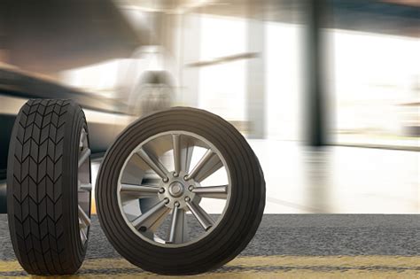 타이어 자동차 는 검사 용 거리에서 자동차 수량 팽창 고무 타이어 자동차 자동차 자동차 3d Render용 자동차 타이어 압력 측정을 위한 물체 팽창 압력 게이지 3차원