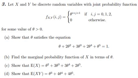 Solved Let X And Y Be Discrete Random Variables With Joint Chegg