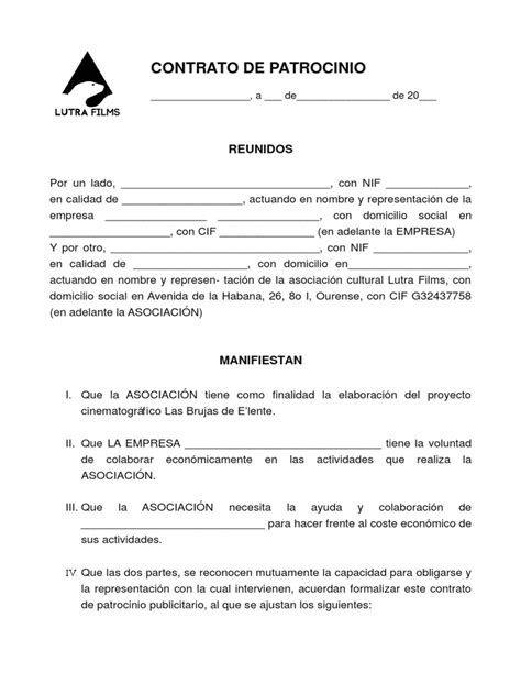 Contrato De Patrocinio Pdf Patrocinador Comercial Business