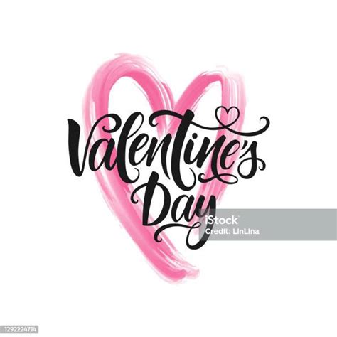 해피 발렌타인 데이 벡터 레터링 발렌타인 데이에 대한 손으로 쓴 인사말 카드 템플릿 현대 서예 손 글자 비문 격리된 타이포그래피 인쇄 2월에 대한 스톡 벡터 아트 및 기타
