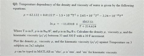 Solved Q2 Temperature Dependency Of The Density And