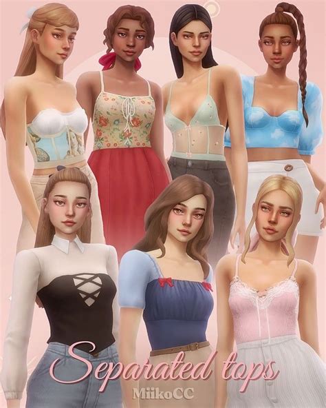 Separated Tops Miiko Sims 4 Sims 4 Cc Packs Sims 4 Mods Clothes