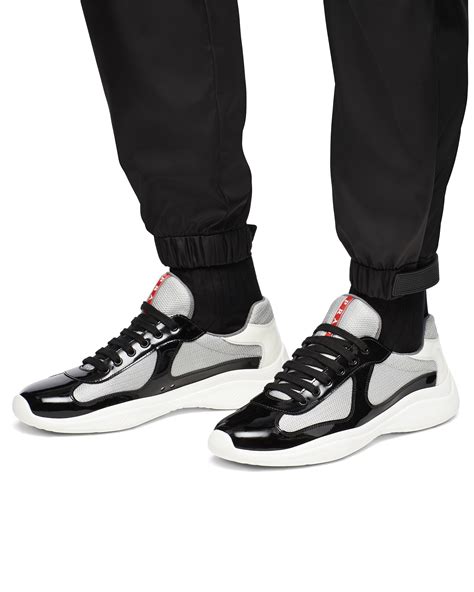 Black White Prada Americas Cup Bike Fabric Sneakers Prada