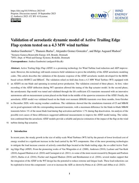 pdf validation of aeroelastic dynamic model of active trailing edge