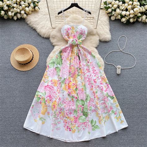 Floral Print Strapless Summer Beach Maxi Dress On Luulla