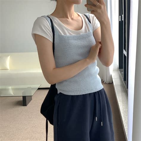 고고싱 면 부클 뷔스티에 7게이지2합 크롭나시 가둘레