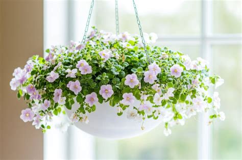 Bacopa Plants Cascading Elegantly From A Hanging Planter In A Bright