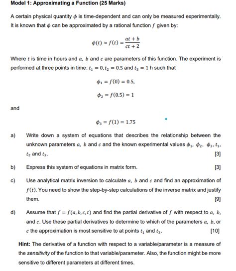 Solved Model Approximating A Function Marks A Chegg