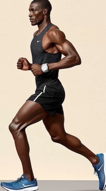 Determined Runner In Mid Stride Premium Ai Generated Image