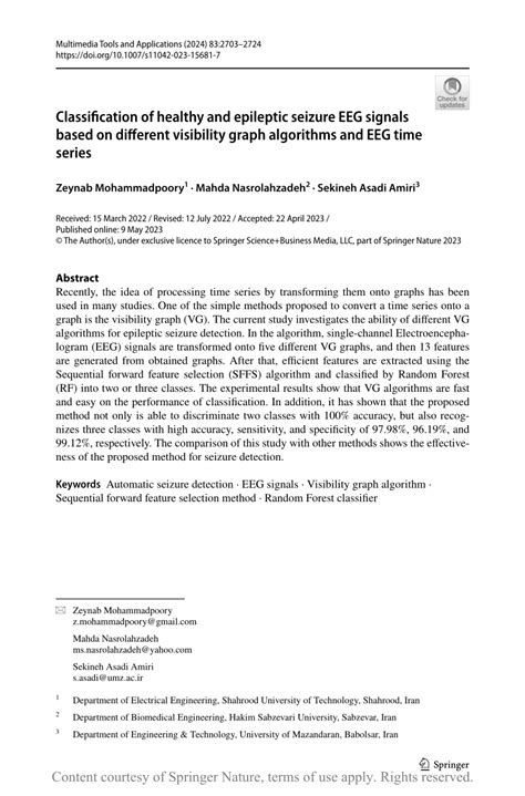 Classification Of Healthy And Epileptic Seizure Eeg Signals Based On