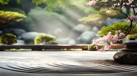 Beautiful Zen Garden Background Premium Ai Generated Image