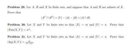 solved problem 29 let a b and x be finite sets and