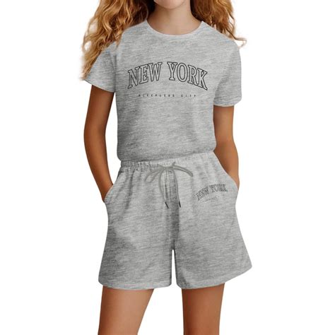 Byoo Tracksuit Outfit For Tween Girl New York Letter Print Short