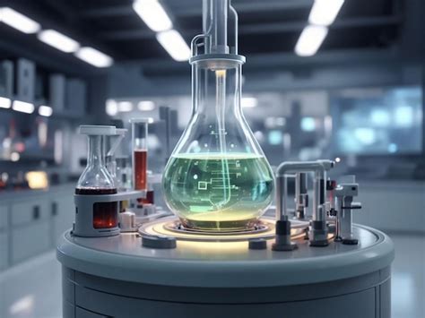 미래 과학 실험실 배경 프리미엄 사진