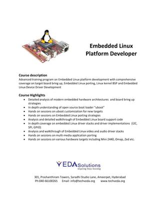Introduction And Course Details Of Embedded Linux Platform Developer Training PDF