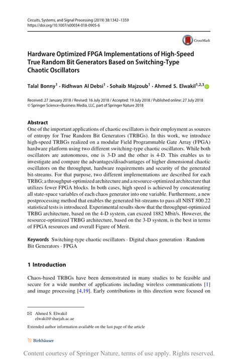Hardware Optimized Fpga Implementations Of High Speed True Random Bit Generators Based On