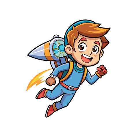Playful Boy With Jetpack Imagining Flight 57694272 Vector Art At Vecteezy