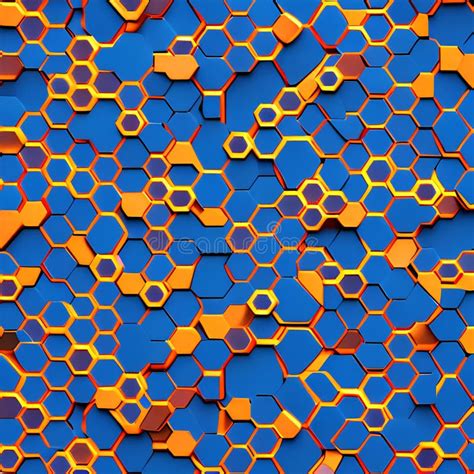 A Repeating Pattern Of Interlocking Hexagons In Shades Of Orange And Pink3 Generative Ai Stock
