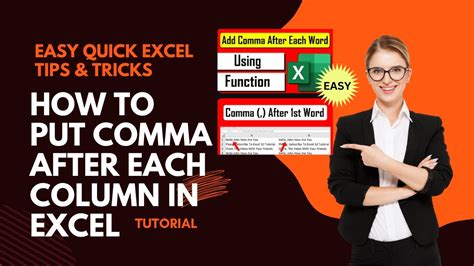 how to put comma after each column in excel excel tips youtube