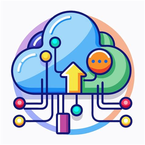 Colorful Cloud With Connected Nodes And An Arrow Symbolizing Cloud