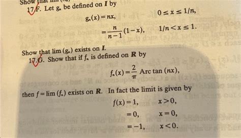 solved 17 f let gn be defined on i by