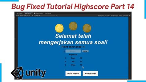 Bug Fixed Pada Tutorial Highscore Part 14 Pilihan Ganda Part 17 Youtube