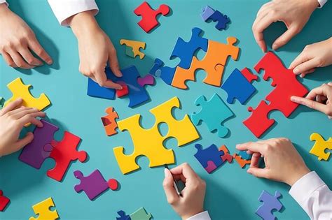 Premium Ai Image Hands Assembling Puzzle Concept Illustration