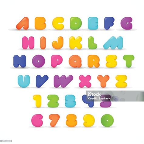 Abc 유행 둥근된 현대 젤리 팝 게시 벡터 문자 설정 합니다 전체 편지 라틴어 영국 알파벳 글꼴 컬렉션입니다 디자인에 대한 스톡 벡터 아트 및 기타 이미지 Istock