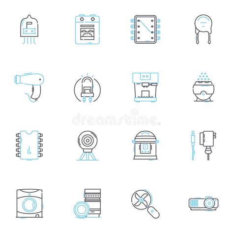 Digital Hardware Linear Icons Set Processor Motherboard Graphics