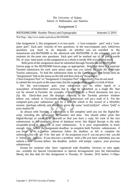 Math20882988 Number Theory And Cryptography Assignments Pdf