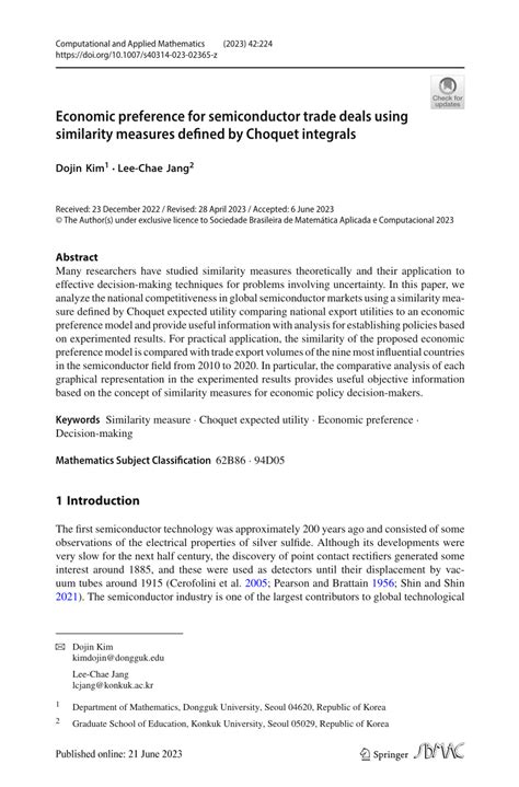 Pdf Economic Preference For Semiconductor Trade Deals Using Similarity Measures Defined By