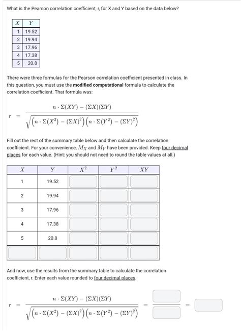Solved What Is The Pearson Correlation Coefficient R For X Chegg