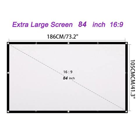 Portable Projector Screen 84 Inch 169 Hd Folding Indoor Outdoor Movie