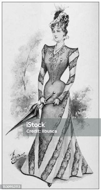 Gambar Antik Dari Majalah Inggris Model Busana Ilustrasi Stok Unduh Gambar Sekarang Abad Ke