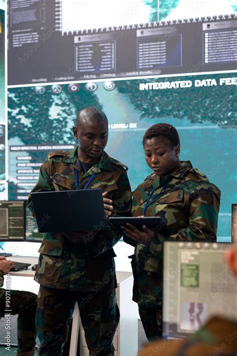 Soldiers Team Managing Air Traffic Control For Military Aircrafts