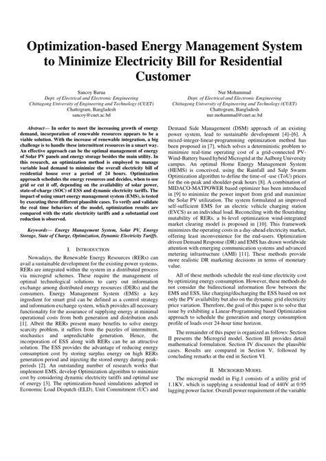 Pdf Optimization Based Energy Management System To Minimize Electricity Bill For Residential