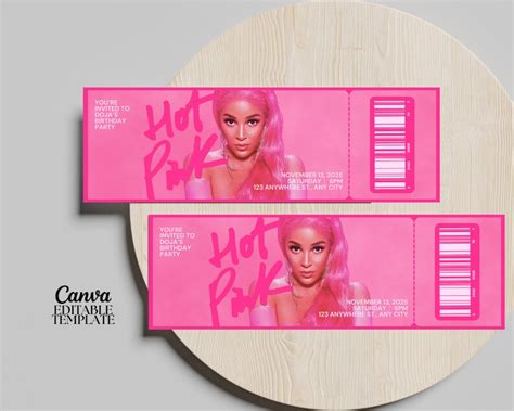Doja Cat Concert Ticket Invitation Doja Cat Hot Pink Birthday Invitation Hot Pink Album