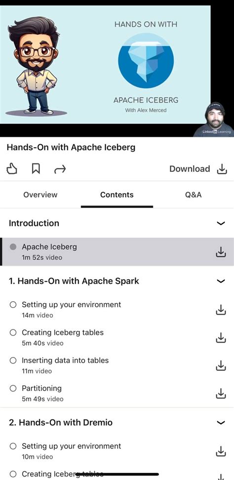 alex merced on linkedin linkedin learning hands on with apache