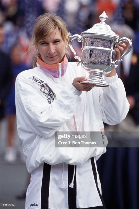 Steffi Graf Of Germany Holding The Trophy After Winning The Ladies