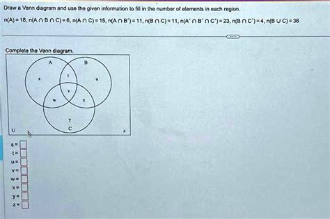 Solved Draw A Venn Diagram And Use The Given Information To Fill In