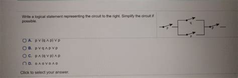 solved write a logical statement representing the circuit to