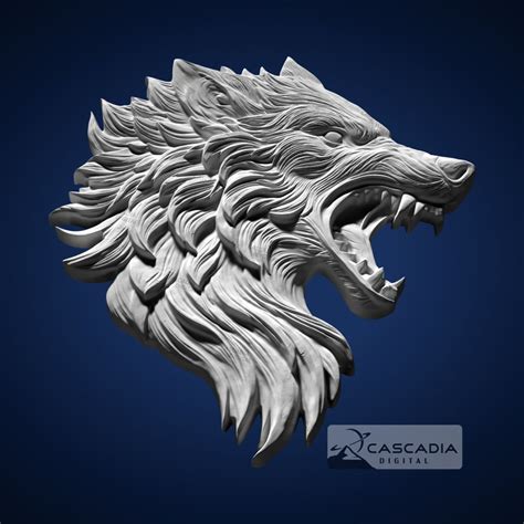 Wolf Head 3d Stl File For Cnc Router 3d Print Casting Wood Carving