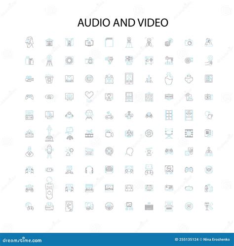 Audio And Video Icons Signs Outline Symbols Concept Linear Illustration Line Collection Stock
