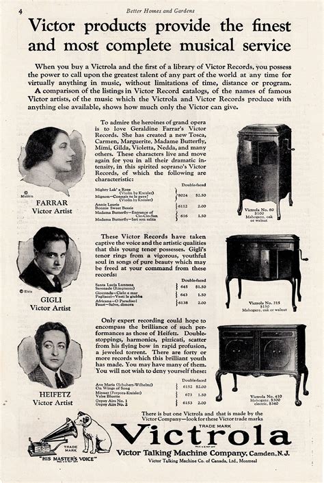 1922 Victor Victrola Talking Machine Magazine Ad Farrar Gigli Etsy