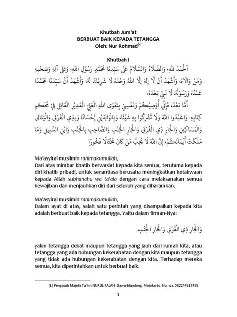 Khutbah Berbuat Baik Kepada Tetangga | PDF