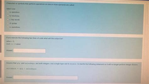 Solved Characters Or Symbols That Perform Operations On One Or More 1 Answer Transtutors