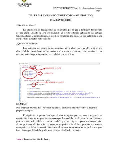 taller 1 clases objetos pdf objeto informática programación