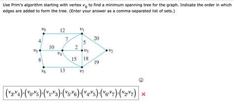 solved use prim s algorithm starting with vertex v to find