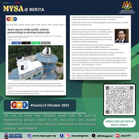 Mysa Berita Space Agency Seeks Public Private Partnerships To