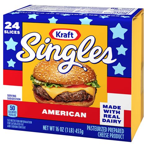 Kraft Singles American Cheese Slices Front Right Elevated